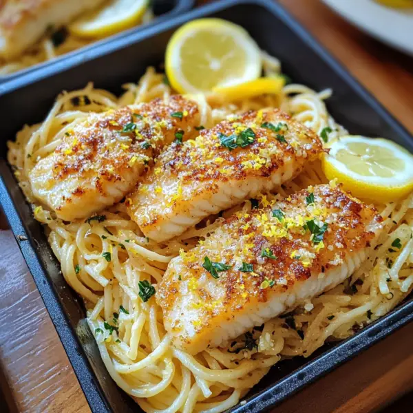 Fried Lemon Butter Fish Pasta | My Savory Twist