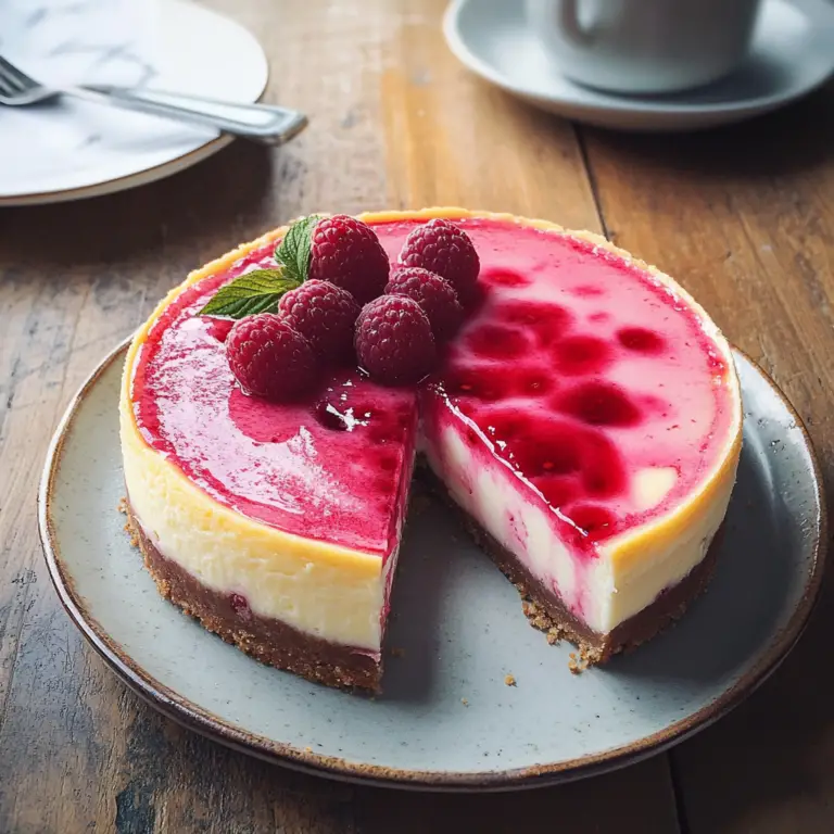 Raspberry Ripple Japanese Cheesecake | My Savory Twist